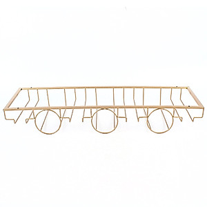 Under Cabinet Wine Rack, Wine Bottle Holder Under Shelf and Hanging Wine Glass Holder Set, Under Cabinet Stemware Holder for Kitchen Cabinet, Wine Cabinet, Bar Cart(Gold)