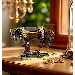 JWT Astyle Thoroughbred Horse Hinged Trinket Boxes with Crystals.Collectible Animal Jewelry Box .Necklace Rings Earrings Storage Boxes.Horse Figurines Home Decor Gifts .
