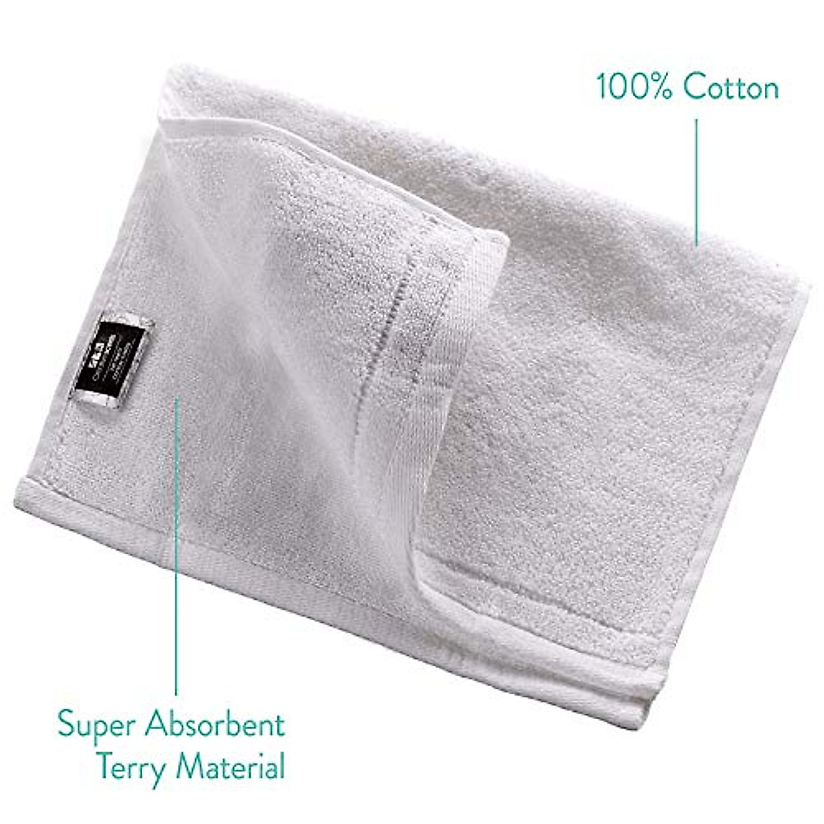 Creative Scents Cotton Fingertip Towel Set - 4 Pack - 11 x 18 Inches Decorative Extra-Absorbent and Soft Terry, Small White Hand Towels for Bathroom and Powder Room, Guest and Housewarming Gift