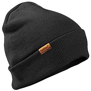 Beanie for Men Winter Thermal Cuffed Knit Hat Warm Gifts Womens Beanies Black