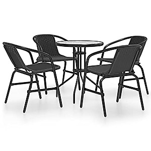 YUHI-HQYD 5 Piece Patio Dining Set,Afternoon Tea Suit,Conversation Furniture,Backyard Decor,Assembly Required,Suitable for Balcony, Deck, Backyard, Patio, Garden, Poolside, Black