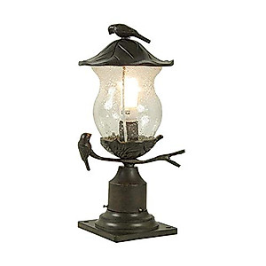Outdoor Lights E27 Garden Yard Lawn Lamp Lighting, Outdoor Decorative Post Lamp with Water Drop Decor Glass Shade, Front/Back Door Wall Lantern for Home,Garden,Yard,Decorations