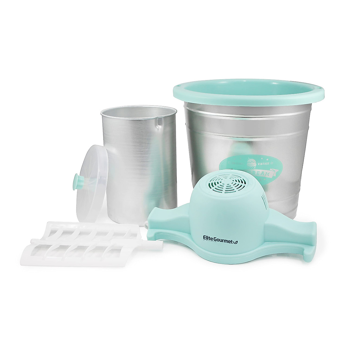 Elite Gourmet EIM-308L 4 Qt. Electric Motorized Maker Ice & Rock Salt, 4Qt. Freezing Canister, Creamy Ice Cream, Gelato, Frozen Yogurt, or Sorbet, Recipe Booklet, 4 Quart, Mint