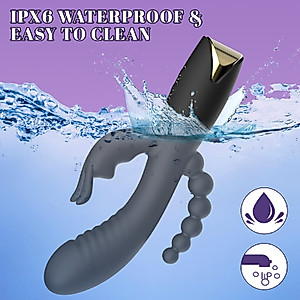 Rabbit Anal Dildo Vibrator with 10 Vibrating Clitoris Stimulator Sex Toy 3 in 1 G Spot Vibrator, Anal Stimulator Massager for Adult Sex Toys Women & Couple Games Silicone Waterproof Rechargeable