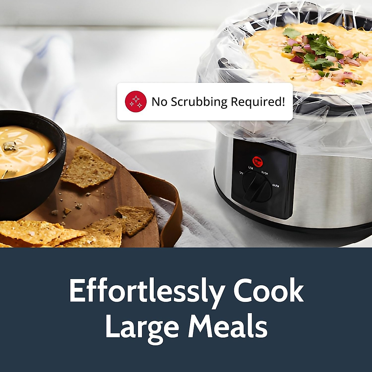 PanSaver Slow Cooker Liners - Disposable Liners for Instant Cleanup with No Scrubbing - Fits 3-6 Quarts, 4 Count