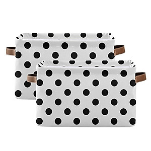 ALAZA White Black Polka Dot Foldable Storage Box Storage Basket Organizer Bins with Handles for Shelf Closet Living Room Bedroom Home Office 1 Pack