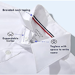 French Toast Boys Expandable Collar Dress With Long Sleeves (Standard & Husky) Button Down Shirt, White, 5 US