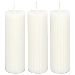 3 Pcs Ribbed Pillar Candles - 2x6'' Ribbed Candles Soy Wax Scented Wedding Candle for Wedding Bedroom Birthday Valentine's Day (White)