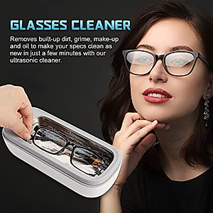 Jewelry Ultrasonic Cleaner for Gold Silver Ring Earring All Jewelry, Small Sonic Cleanser Machine for Eyeglass Watch Coin Retainer at-Home or Travel Use(300ML)