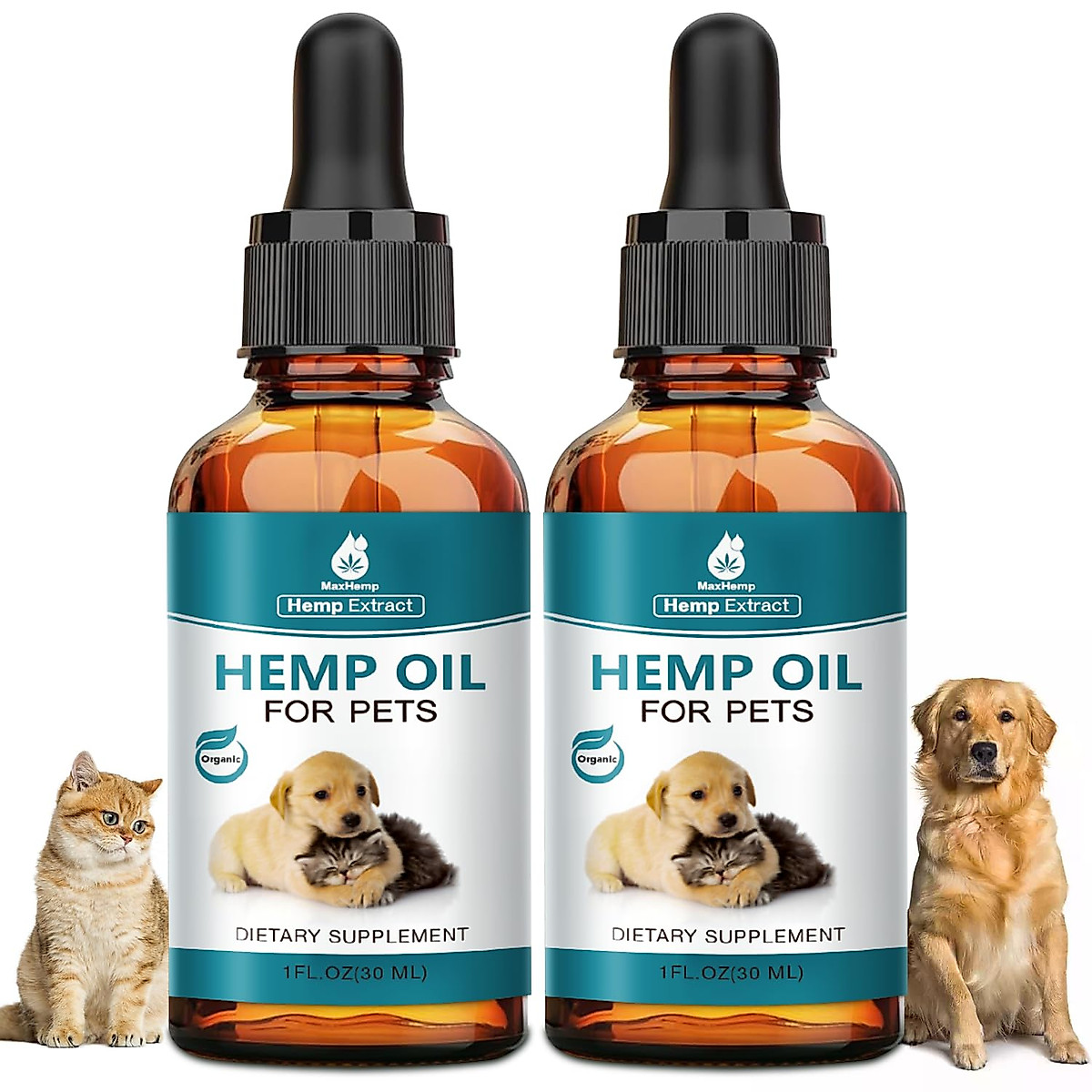2 Packs - Pet Hemp Oil for Dogs and Cats- Anxiety, Stress Pain Holistic Inflammation Relief - for Joint Hip Аrthritis, Calming Oil Drop, Organic Pets Treats