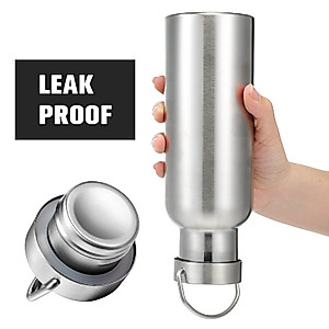 10 Pack 17oz Stainless Steel Sports Water Bottle Double Wall Insulated Bottle with Handle and Vacuum Seal Leakproof Lid for Cyclists Runners Hikers Beach Goers Picnics Camping Gift (Silver)