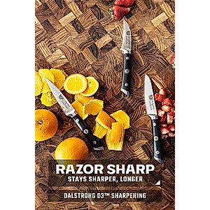 Dalstrong Paring Knife Set 3pc- Gladiator Series - Forged German High-Carbon Steel - G10 Handle - Sheaths Included - Kitchen Knife -Giftable Paring Knife Set - NSF Certified