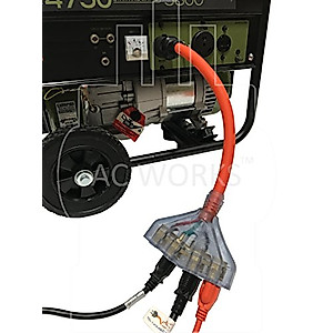 AC WORKS L5-30 30Amp 3-Prong Locking Generator Distribution Cord (1.5FT L5-30 to Tri-Household Flexible)