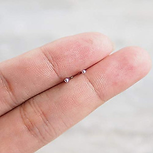 Sterling Silver Stud Earrings for Women Men- 3 Pairs of 2mm Tiny Round Ball Stud Earrings Set Cartilage Small Tragus Earrings Nose Lip Rings, Silver