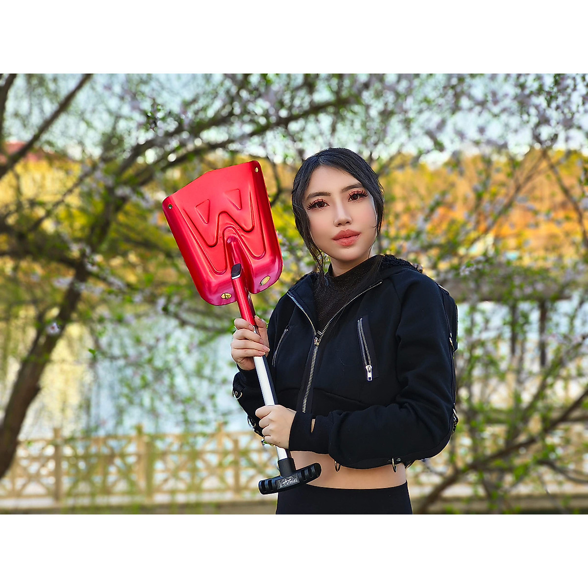 FridLife Folding Snow Shovel, Rugged Compact Emergency Tool for Car, Snowmobiles, or ATV – Compact Winter Survival Gear for Camping, 2 Piece Collapsible Hand Shovel, Lightweight Aluminum - Red