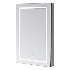 AQUADOM Royale Basic Q 24in x 30in x 5in Left Hinge LED Medicine Mirror Cabinet Recessed Surface Mounted, Dimmer, Touch Screen Button