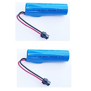FORCETEKDATA 2 Pack 3.7v 2200mAh ICR18650 Rechargeable Lithium Ion Battery with SM 2P Plug