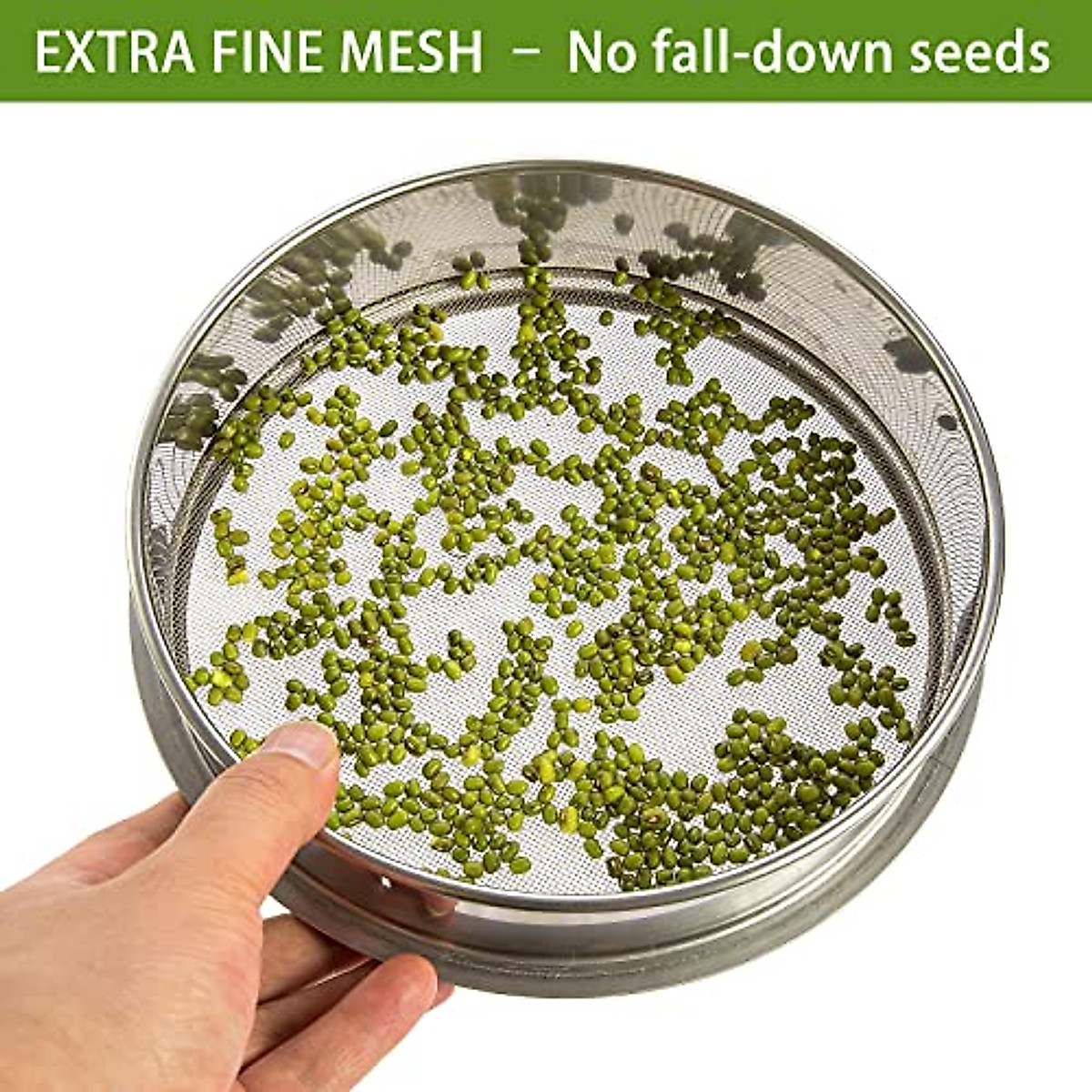 UXIVCKI Stainless Steel Seed Sprouting Kit, Stackable 2-Tier Mesh Seed Sprouting Germination Trays with Base and Lid, Seed Sprouter Set for Growing Broccoli, Alfalfa, Mung Beans