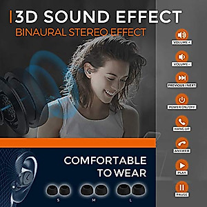 True Wireless Earbuds, BEBEN 5H Continuous 25H Cyclic Playtime IP68 Waterproof 5.0 Wireless Bluetooth Earbuds with Wireless Charging Case, Binaural Stereo Earbuds with Mic and Volume Control