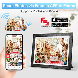 Digital Picture Frame FRAMEO 10.1 inch WiFi Electronic Photo Frame 1280X800 Hd IPS Touch Screen 32GB Quick Easy Set Up and Use Auto Rotate Portrait Landscape Gift for Family and Friends,Black