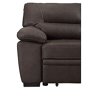BOWERY HILL Contemporary Saddle Brown Microfiber Reversible Sleeper Sectional Sofar with Storage