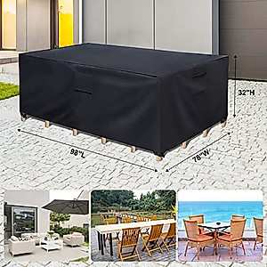 Rosoenvi Patio Furniture Covers, 600D Outdoor Furniture Covers Waterproof, Patio Covers for Outdoor Furniture, Table and Chair Set Covers for Rainy, Snowy and Sunny, 98 x 78 x 32 Inch