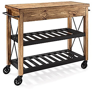 Crosley Furniture Roots Rack Industrial Rolling Kitchen Cart, Natural