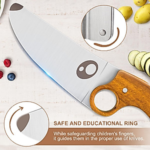 ZLemma Kids Knife Set for Real Cooking with Educational Ring & Crinkle Cutter, Chef Knife, Serrated Bread Knife -Premium Rosewood Handle & Japanese Stainless Steel Blade