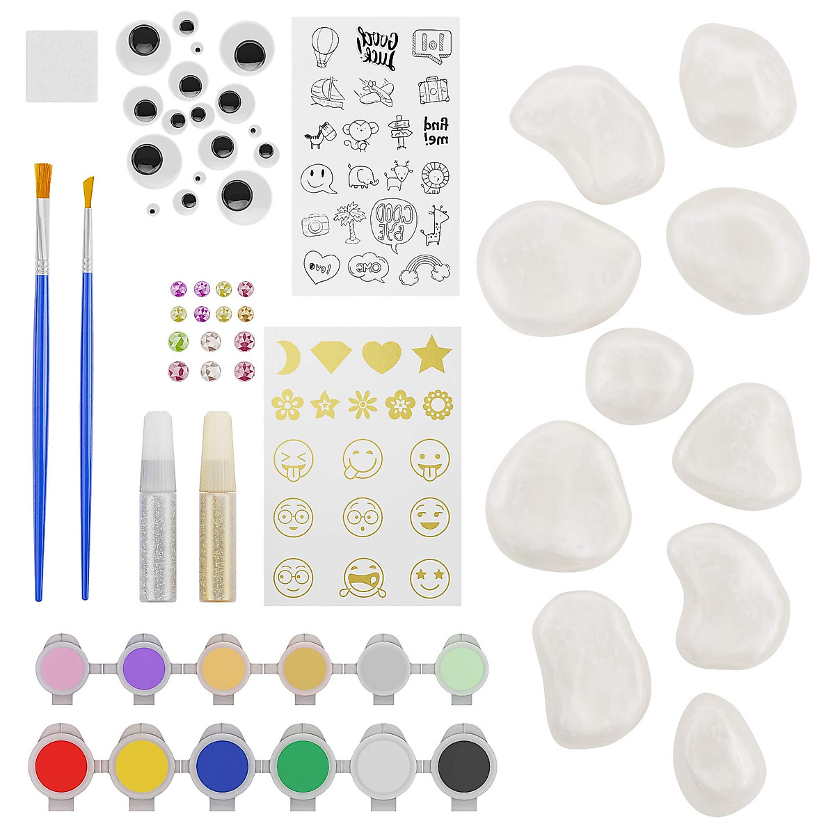 Rock Painting Kit for Kids - Arts and Crafts for Girls & Boys Ages 6-12 - Easter Craft Kits Art Set - Supplies for Painting Rocks - Best Tween Paint Gift Ideas for Kids Activities Age 6 7 8 9 10 11