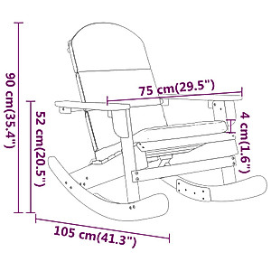 Youuihom Adirondack Rocking Chair Garden Chair Deck Chair Lawn Furniture Conversation Chair with Cushions Solid Wood Acacia Suitable for Balcony, Garden, Patio, Beach, Lawn