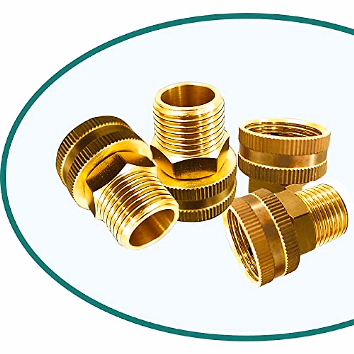 YOUHO Brass Swivel 3/4” GHT Female x 1/2” NPT Male Connector, GHT to NPT Adapter Brass Fitting, Garden Hose Adapter, Garden Hose to Pipe Fittings Connect, Garden Pipe Joint Extension Repair Fitting