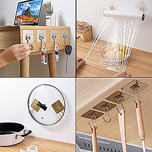 ZEZOKK Large Adhesive Hooks 22Ib(Max), Waterproof and Rustproof Wall Hooks for Hanging Heavy Duty to use Inside Kitchen, Bathroom, Home and Office,10 PCS