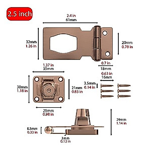 I-EASYDWW, 2.5 Inch Red Zinc Alloy Keyed Hasp Locks, 4 Pack with Keys and Screws, Automatic Locking, For Drawers and Cabinets