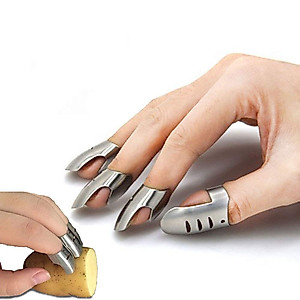 Safe Slice Finger, 4 pcs Finger Guard For Cutting Professional Stainless Steel Safe Slice Finger Guard Cooking Tool Finger Protector