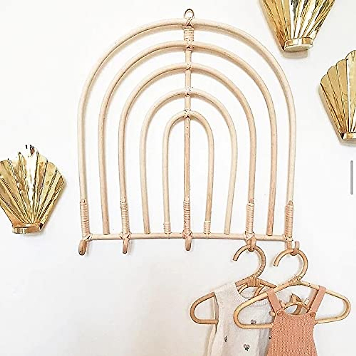 PQZATX 3Pcs Rattan Kids Hanger Kids Garments Organizer Rack Hat Hanging Hook Wall Hooks Kids Room Decor Hanger