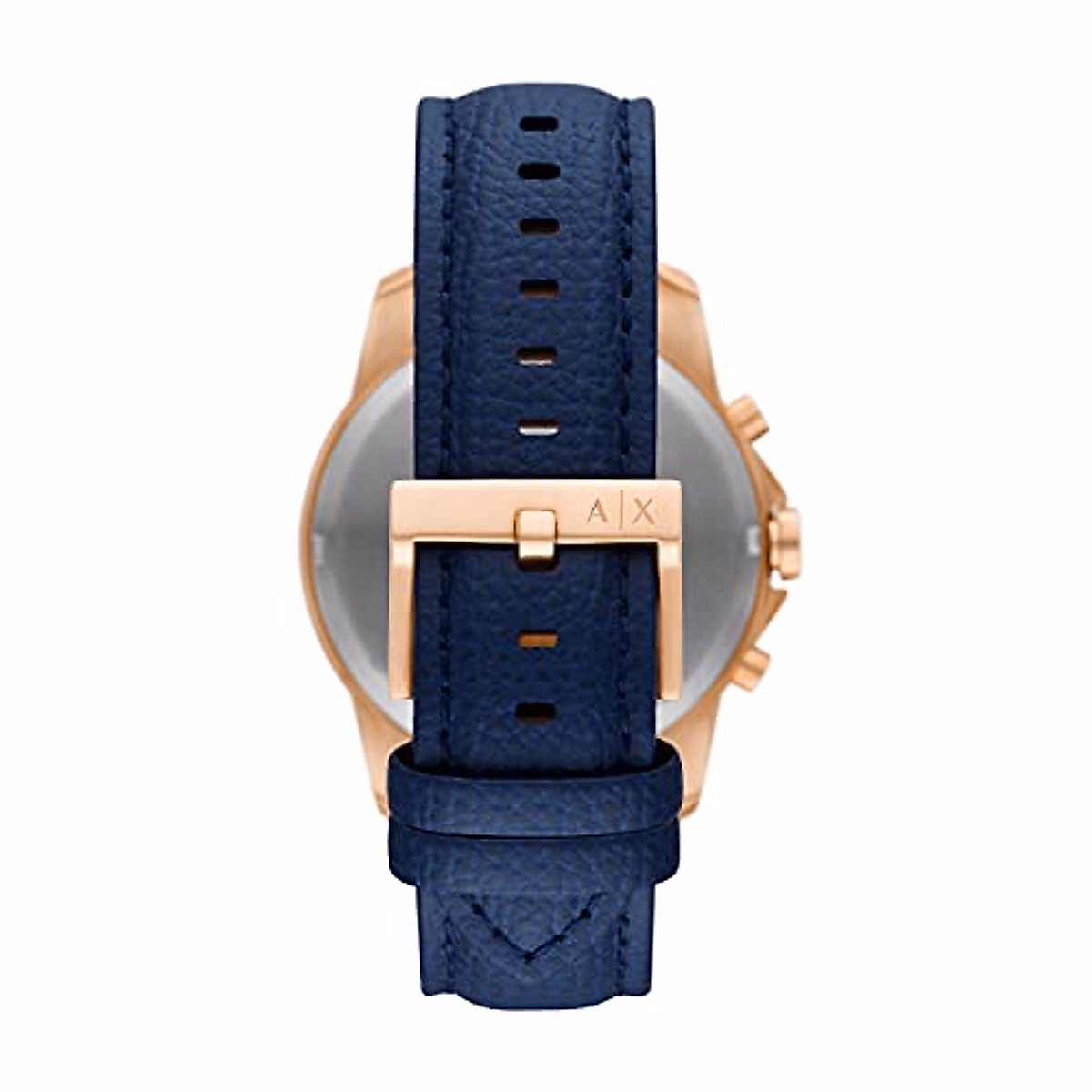 Armani Exchange Men's Stainless Steel Quartz Watch with Leather Strap, Blue, 22 (Model: AX1723)