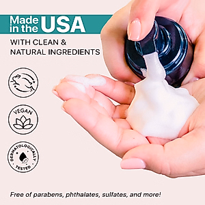 Foaming Face Wash - Cleanser Made with Natural Hydrating Vegan Ingredients for Gentle Cleansing of Sensitive, Dry, Oily, Blemish Prone - Foam Soap Works w/Facial Brush, Best for Men Women & Teens