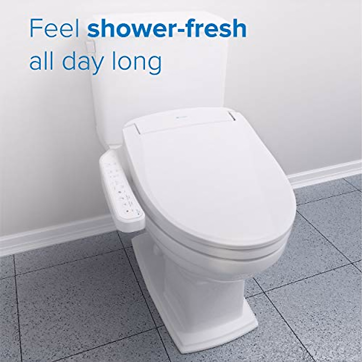 Brondell SE400-RW Swash SE400 Electric Bidet Toilet Heated Seat, Oscillating Stainless Steel Nozzle, Warm Air Dryer, Night Light, Gentle Close Lid, White Side Arm Control, Round