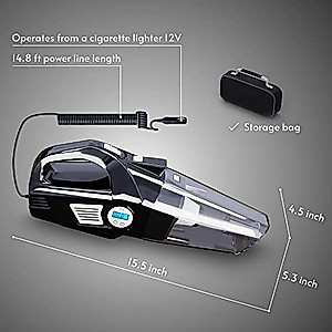 AMEBIBO 4-in-1 Car Vacuum Cleaner, Tire Inflator Portable Air Compressor with Digital Tire Pressure Gauge LCD Display and LED Light, 12V DC Air Compressor Pump, 14,8FT Cord