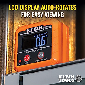 Klein Tools 935DAG Digital Electronic Level and Angle Gauge, Measures 0 - 90 and 0 - 180 Degree Ranges, Measures and Sets Angles