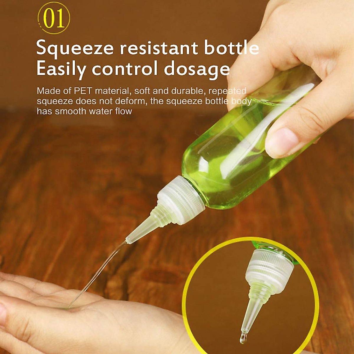 5PCS Empty Dropper Bottles Squeeze Bottles, Sharp-mouth Container with Twist Top Cap Clear Refillable Bottles, for Oil Paint Liquid Glue(100ml)