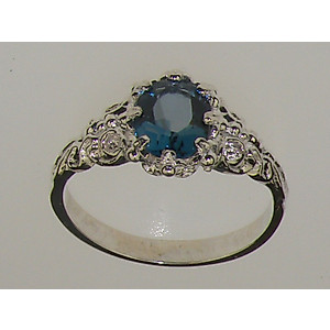 LetsBuyGold 925 Sterling Silver Natural Blue Topaz Womens Anniversary Ring - Size 4.25