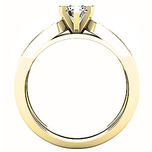 Dazzlingrock Collection 1.00 Carat (Cttw) 18K Round Diamond Women Engagement Ring Set 1 CT, Yellow Gold, Size 7