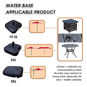 LOKATSE HOME Patio Outdoor Umbrella Base Stand Weight, Plastic Square Base Water Filled for Patio Umbrellas (Black)