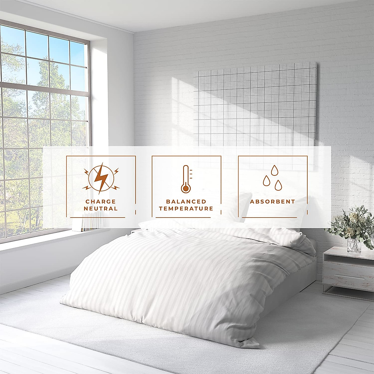 Kotton Culture 1000 Thread Count Striped Duvet Cover - California King 3 Piece Duvet Set 100% Egyptian Cotton Breathable All Season with Zipper & Corner Ties Soft Comforter Cover - White