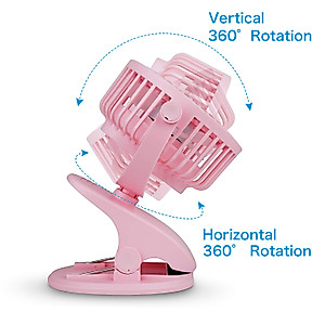 SkyGenius Battery Operated Clip On Baby Stroller Fan (Pink)