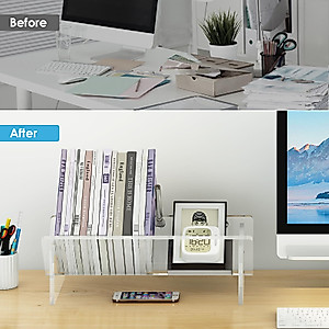 RekRang Acrylic Desk Bookshelf,Small Desktop Bookcases Clear Book Shelf Organizer for Home Office School,Book Stand Display Rack for CDs Magazines Books