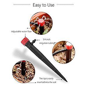 La Farah 50pcs Drip Irrigation Emitters for 1/4" Irrigation Tubing,Adjustable 360 Degree Irrigation Dripper with 1/4" Barbed Coupling Fittings,Garden Drip Emitters for (4-7mm) Watering System Kit