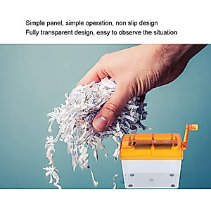 TOPINCN Manual Paper Shredder, Portable Shredder Compact Structure with Hand Crank for School for Office Desktop for Home(Orange)