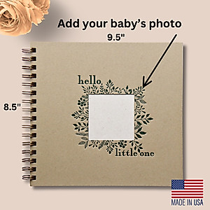 Baby Scrapbook Albums, Simple Baby Memory Book with Blank Pages. 90 Kraft Pgs, 8.5”x9.5”. Unique Baby Shower, Gender Neutral Baby Shower, Libro de Recuerdos Del Bebé, Modern Baby Memory Book